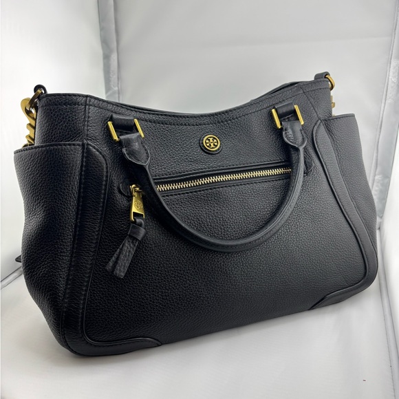 Tory Burch | Bags | Tory Burch Frances Small Satchel Black Pebbled ...